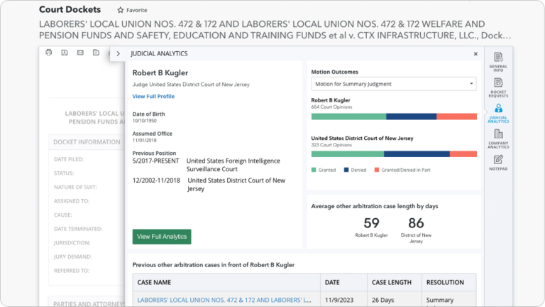 Full court docket search powered by AI