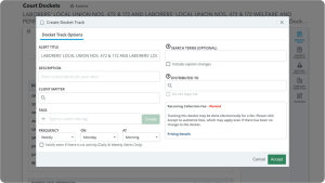 Full court docket search powered by AI