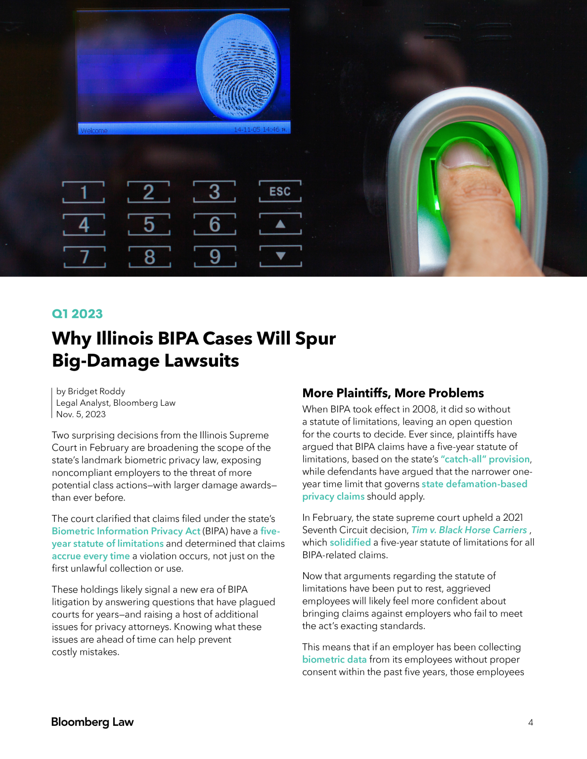 Biometric Battles: Rising AI & Employment Litigation Trends - Bloomberg Law
