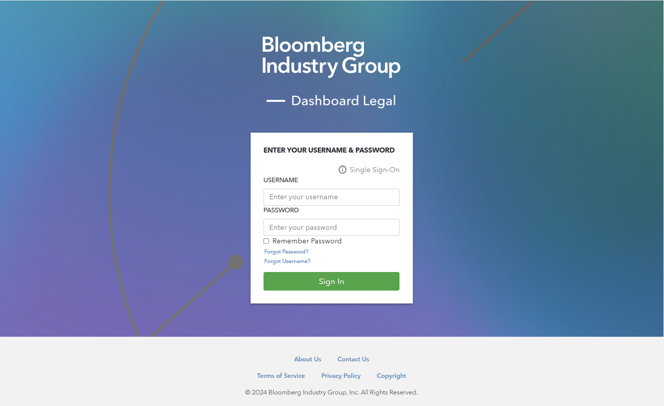 Bloomberg Login - Dashboard Legal Help