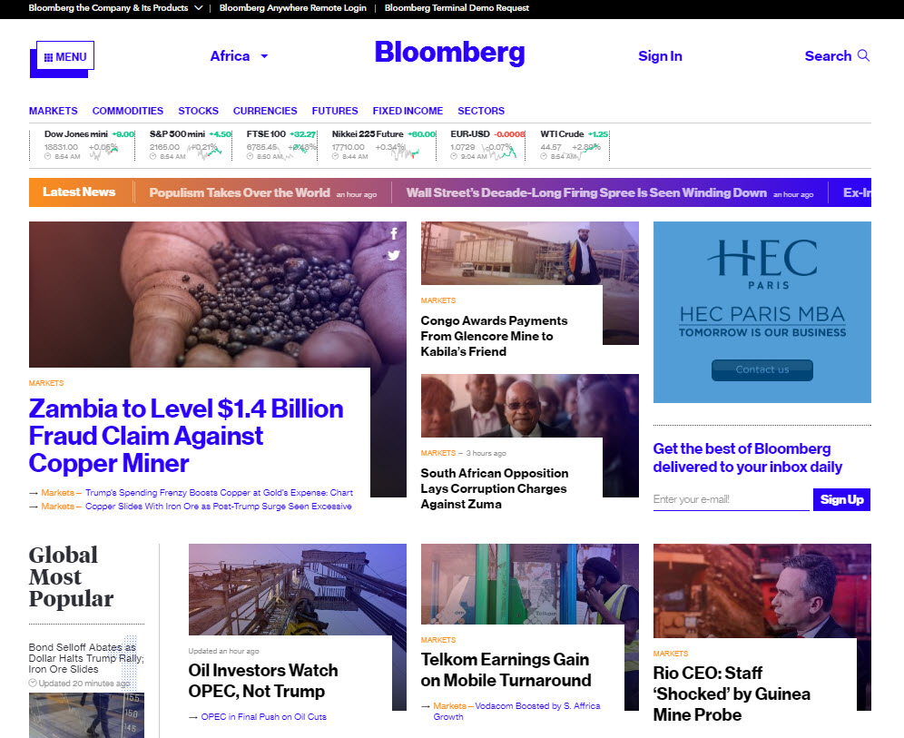 Bloomberg Launches Africa Edition of Bloomberg.com | Press | Bloomberg LP