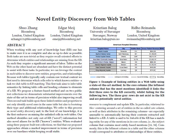 Using Tables to Build Better Knowledge Graphs | Bloomberg LP