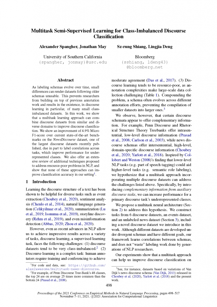 Bloomberg Engineers Publish 4 NLP Papers during EMNLP 2021's Main Conference | Bloomberg LP