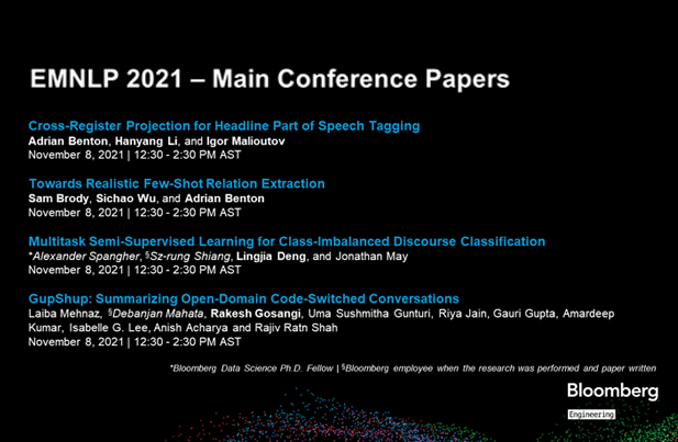 Bloomberg Engineers Publish 4 NLP Papers during EMNLP 2021's Main ...