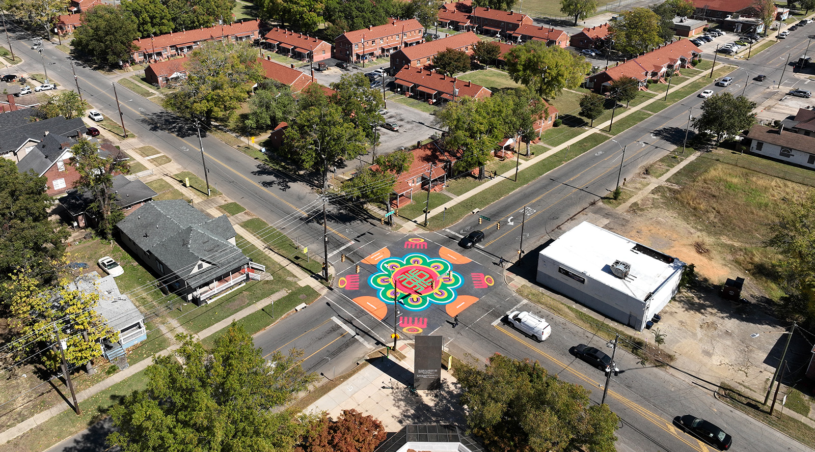 Activating a neighborhood hub with an intersection mural | Asphalt Art