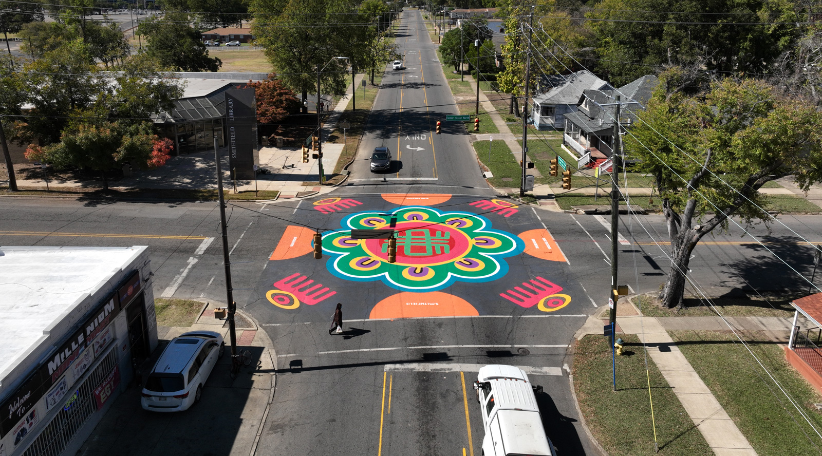 Activating a neighborhood hub with an intersection mural | Asphalt Art