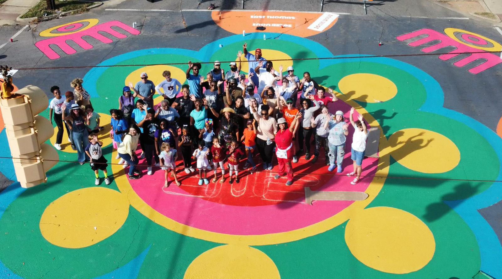Activating a neighborhood hub with an intersection mural | Asphalt Art