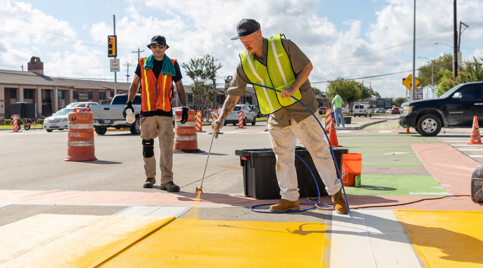 Augmenting intersection enhancements with colorful designs | Asphalt Art