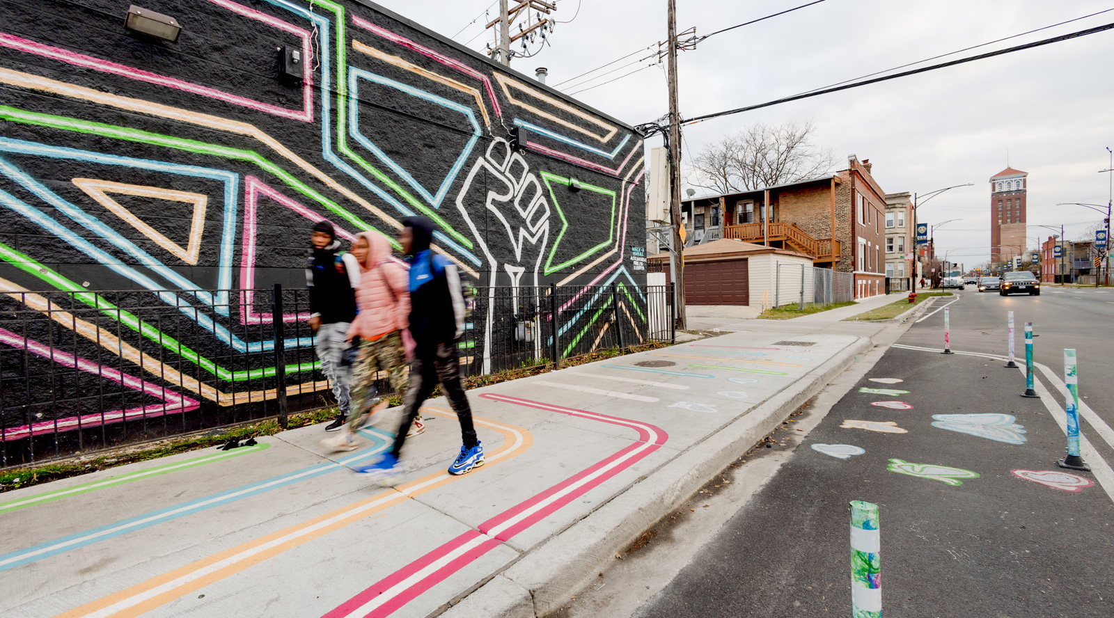 Student-designed interventions at a neighborhood gateway | Asphalt Art