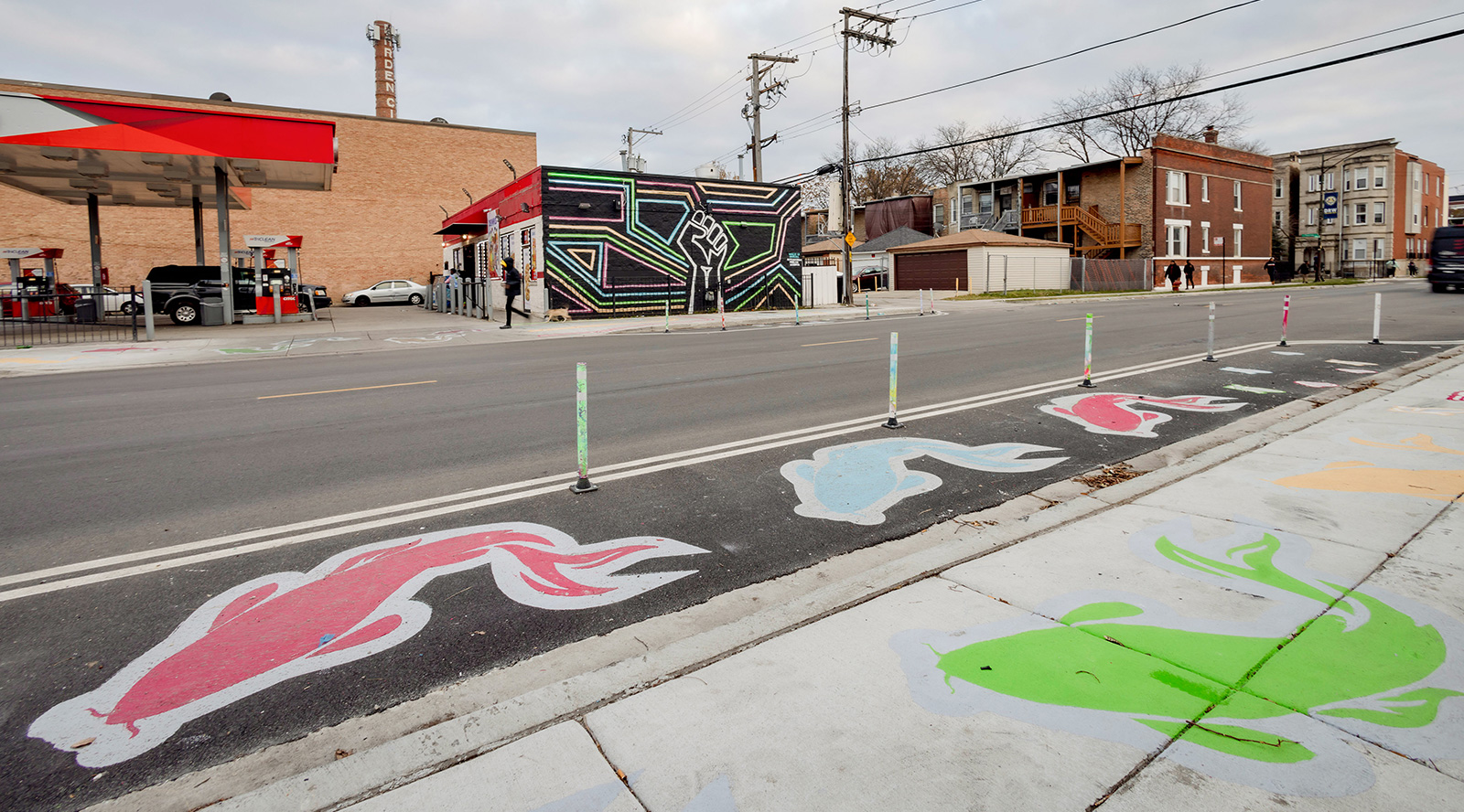Student-designed interventions at a neighborhood gateway | Asphalt Art