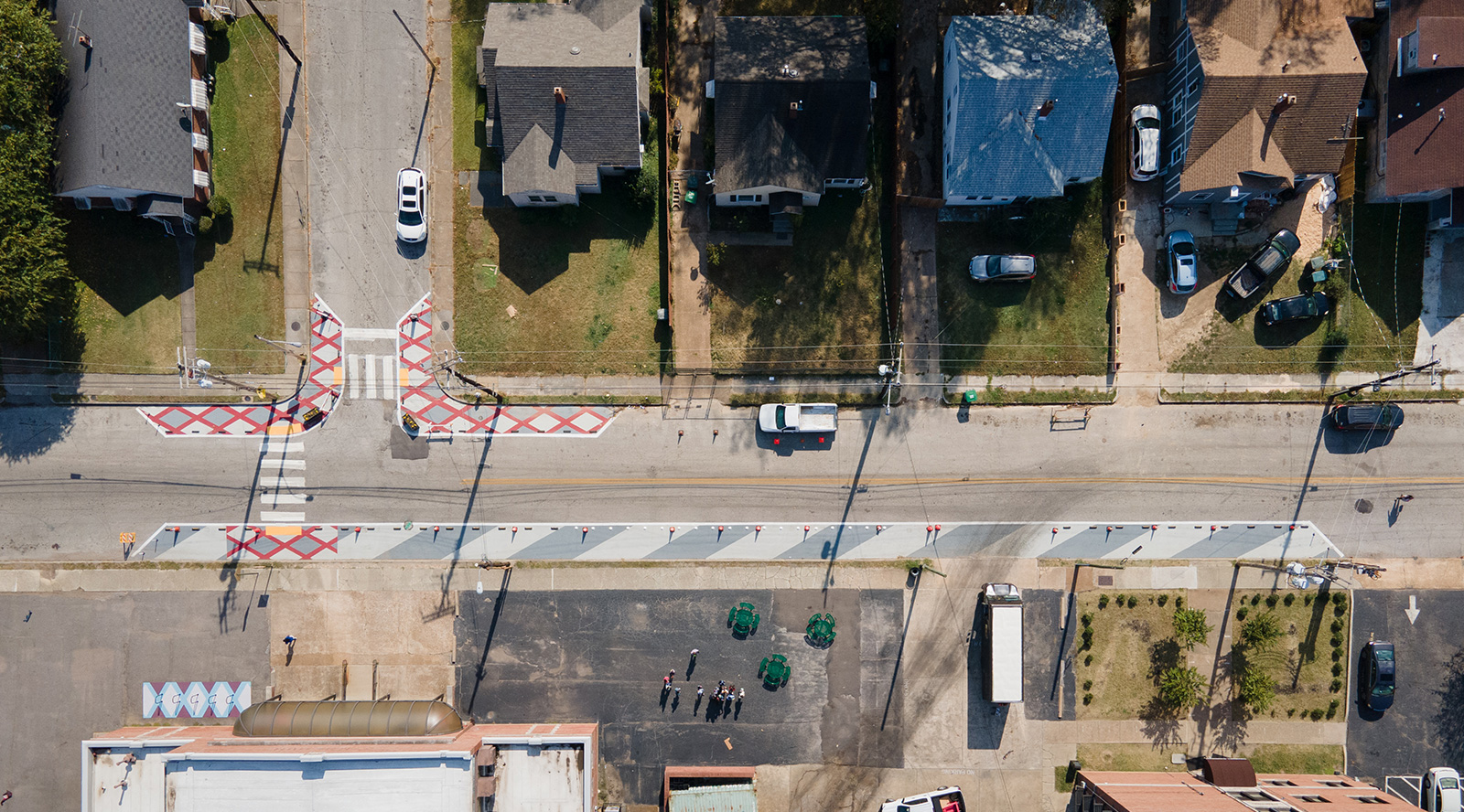 Calming traffic with patterned sidewalk expansions | Asphalt Art