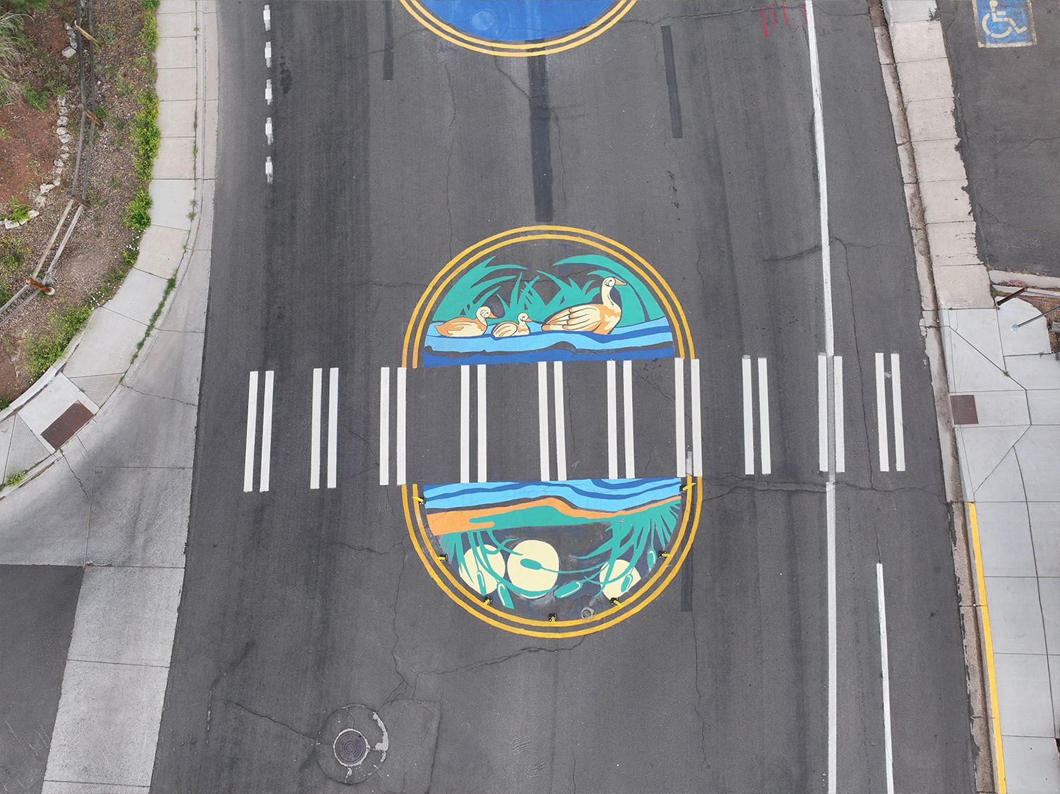 Reducing traffic lanes and speeding with art | Asphalt Art