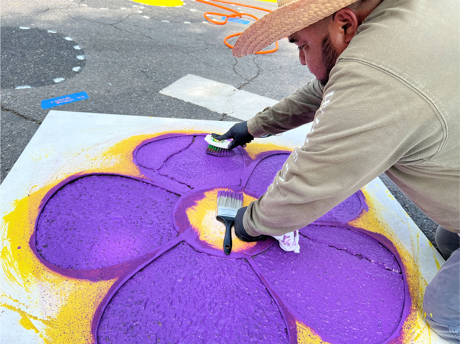 Drawing attention to pedestrians in a high-traffic walkway | Asphalt Art