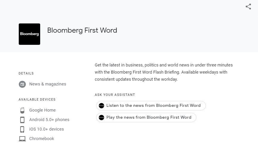 Bloomberg's Audio News Brief Available On Google Assistant | Bloomberg ...