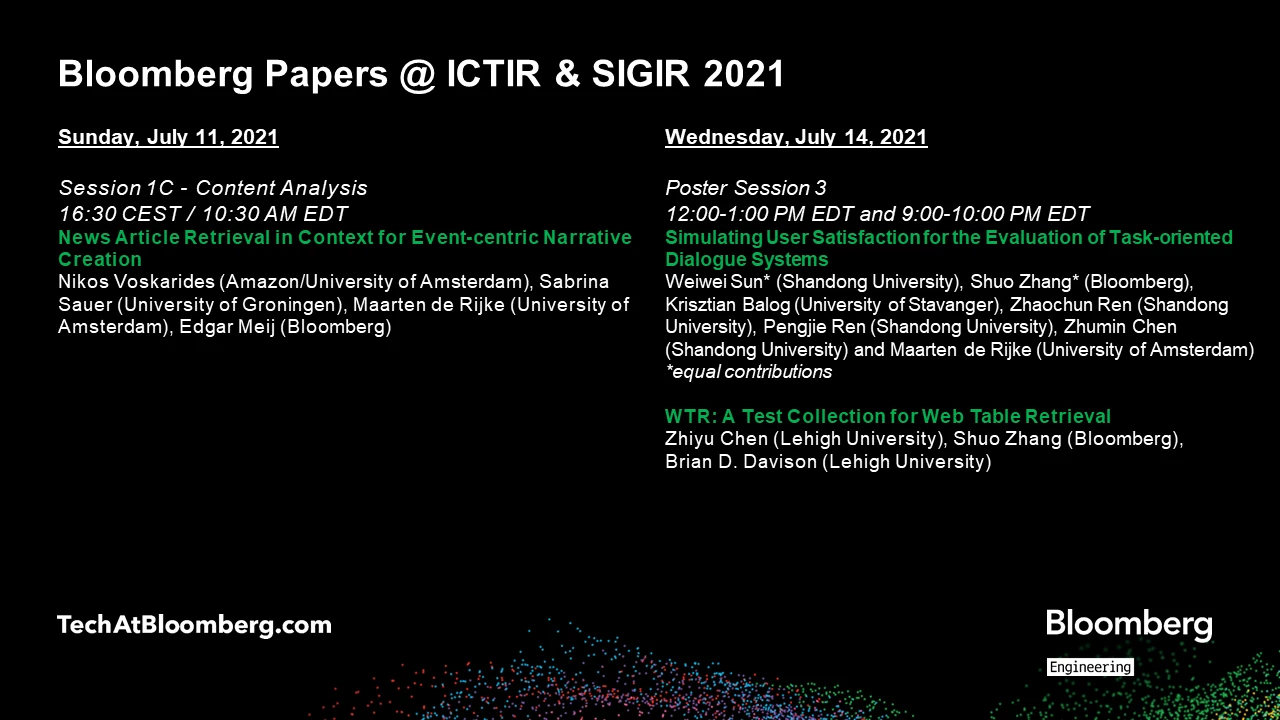 Bloomberg's AI Researchers & Engineers Publish 3 Papers at SIGIR ...